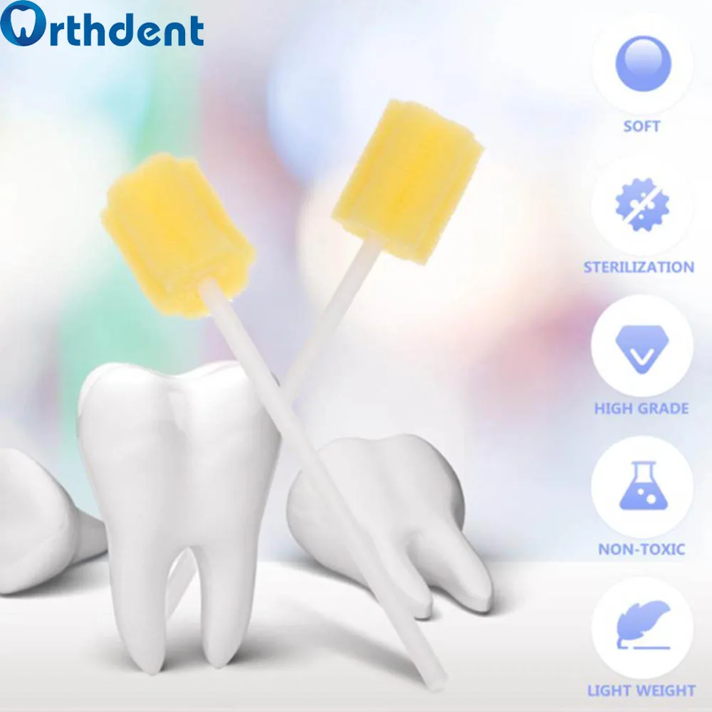 Orthdent 100pcs/bag Oral Care Swab Mouth Disposable Sponge Head Dental ...