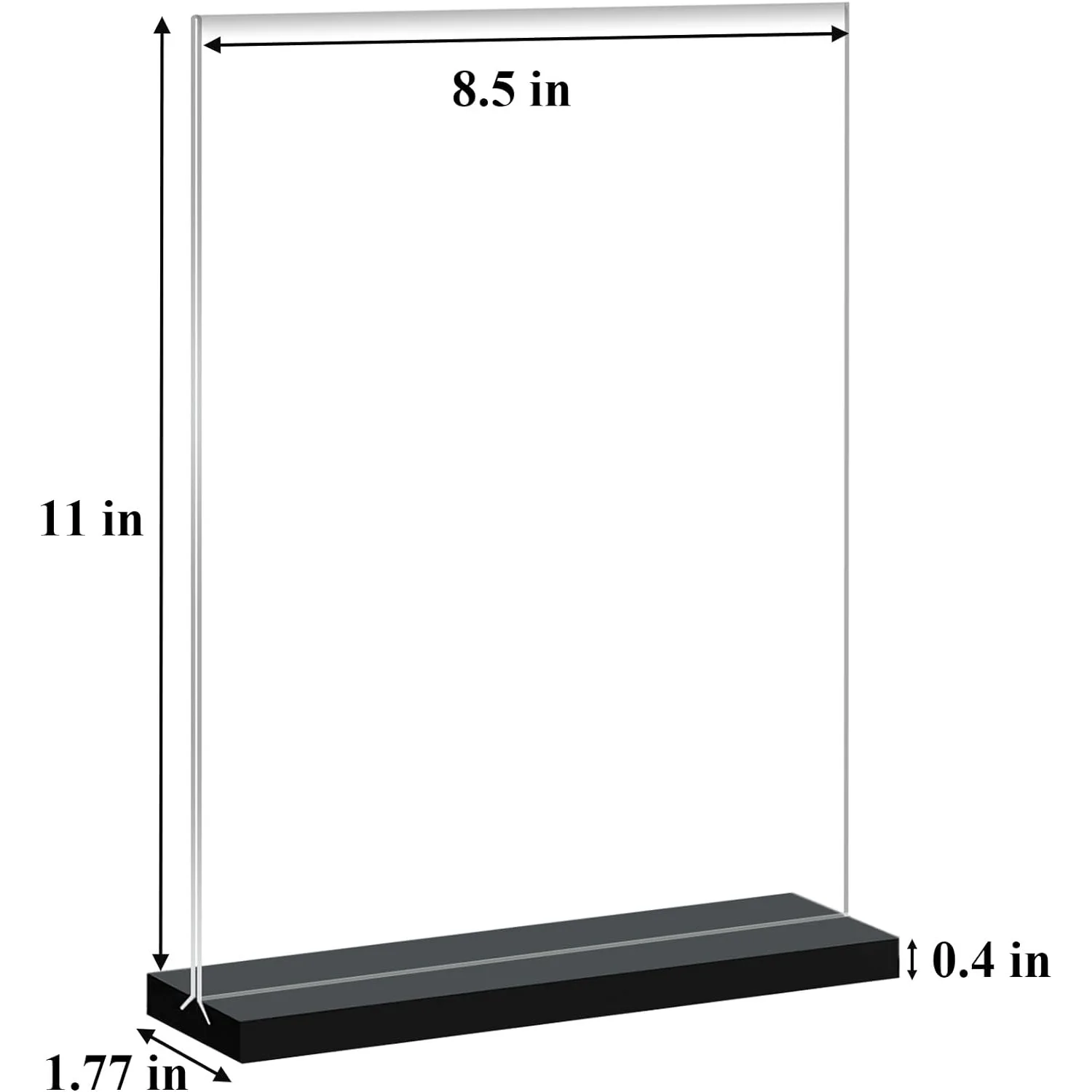 Acrylic Sign Holder 8.5x11 - Clear Double-Sided Display