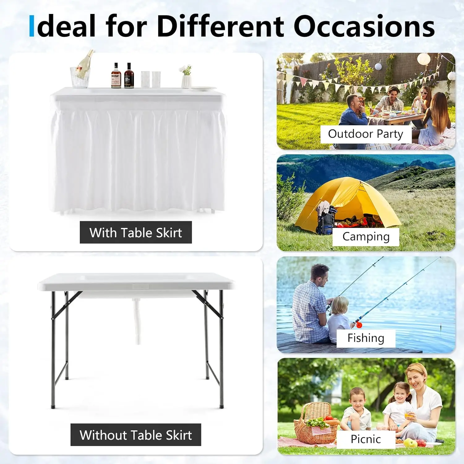 Modern Home White 4ft Plastic Ice Cooler Table Fill and Chill Table ...