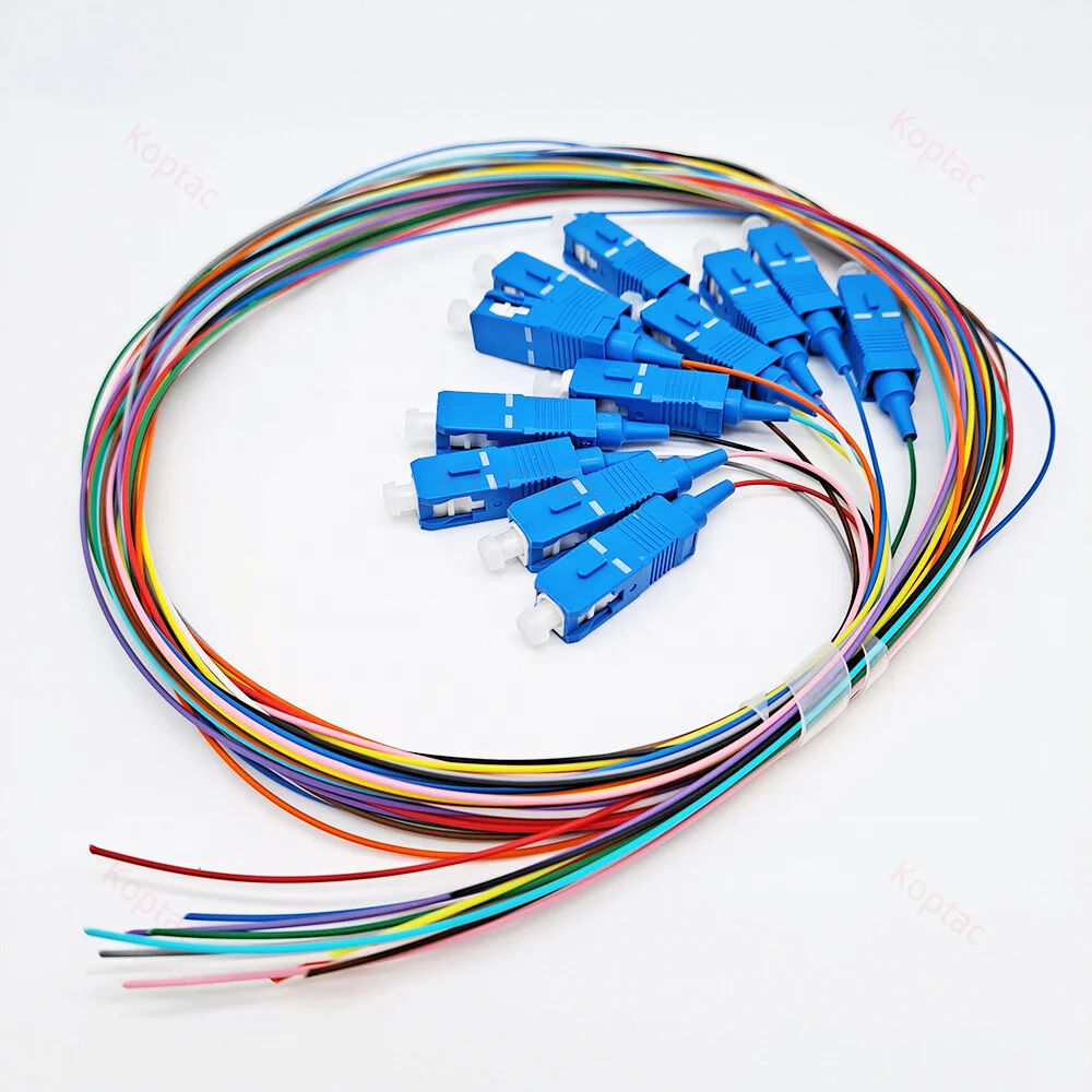 12 colored SC / APC /UPC fiber optical Pigtail SC/UPC 12Core Bundle ...