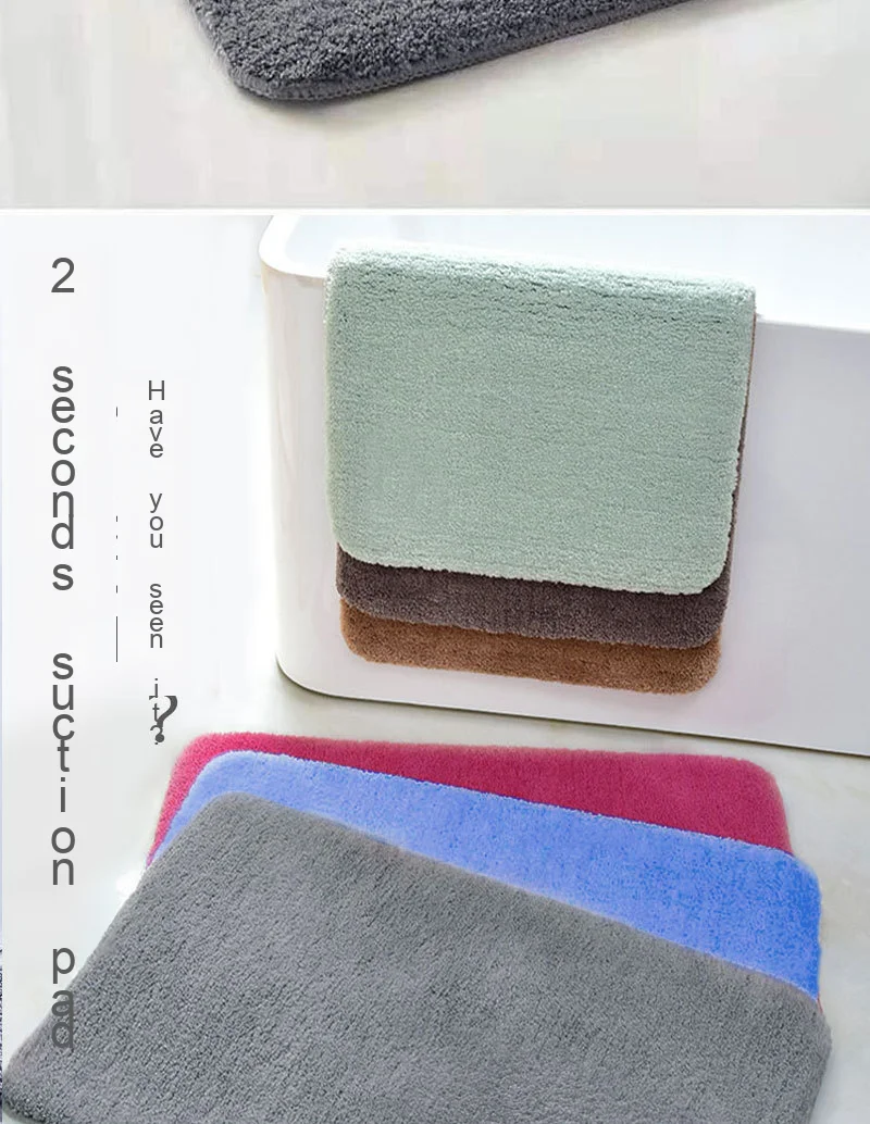 Modern Thick Plush Bathroom Entrance Mat Machine Washable Non-Slip and ...