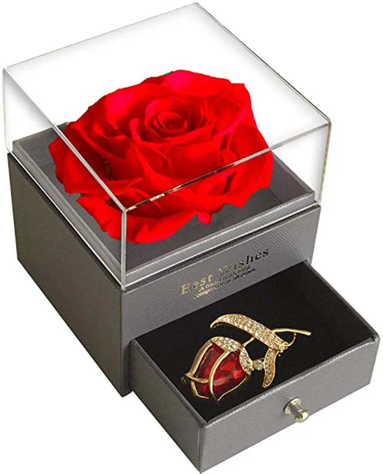 Delicate Eternity Rose Box Clear Acrylic Box For Rose Flower Box Square ...