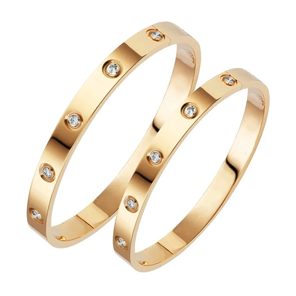 Beautiful Lovers Bracelets Female Stainless Steel Bangles Cubic ...