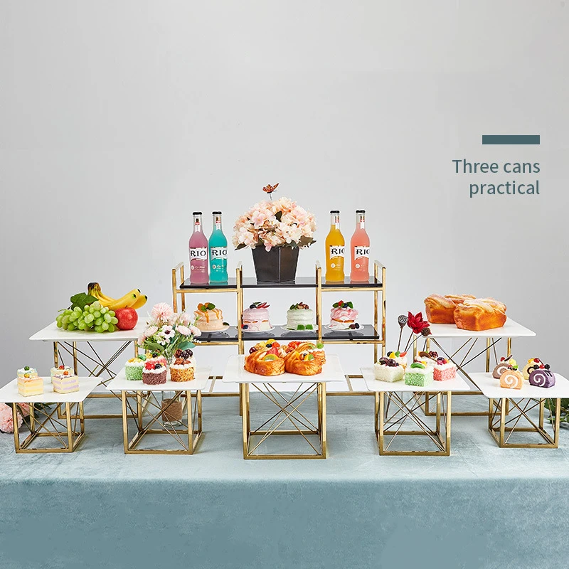 Gold Metal Buffet Display Stands for Weddings & Events