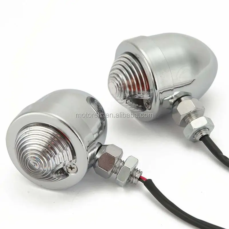 Motorefit 2pcs Universal Motorcycle Mini Bullet Chrome Plated Bullet ...