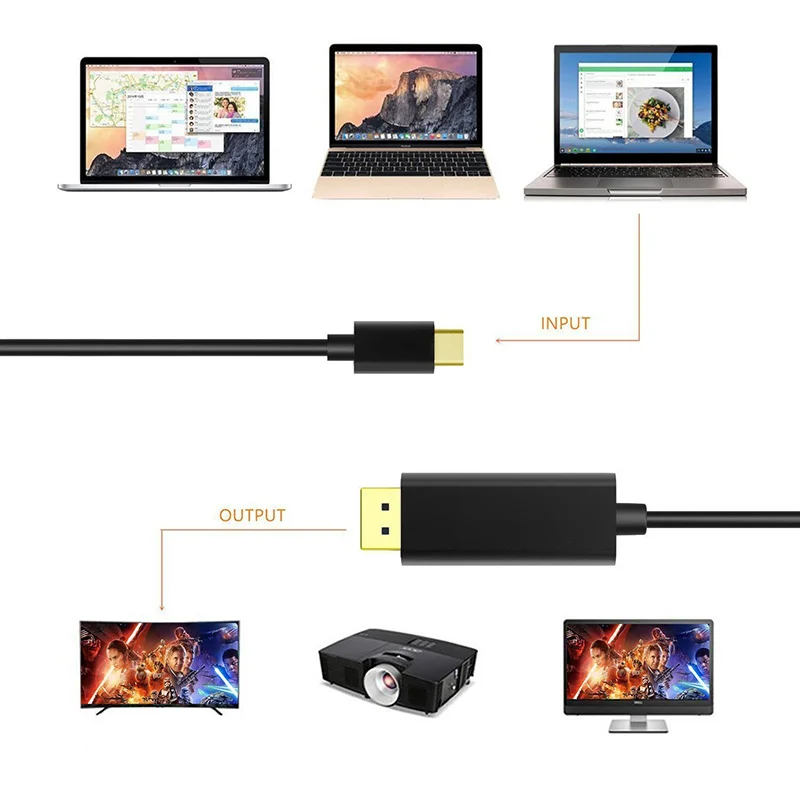 Vcom Usb C加密狗电缆c型公到显示端口公头，带塑料外壳最大4k Uhd快速充电c型usb-c电缆，适用于原始设备制造商 - Buy ...