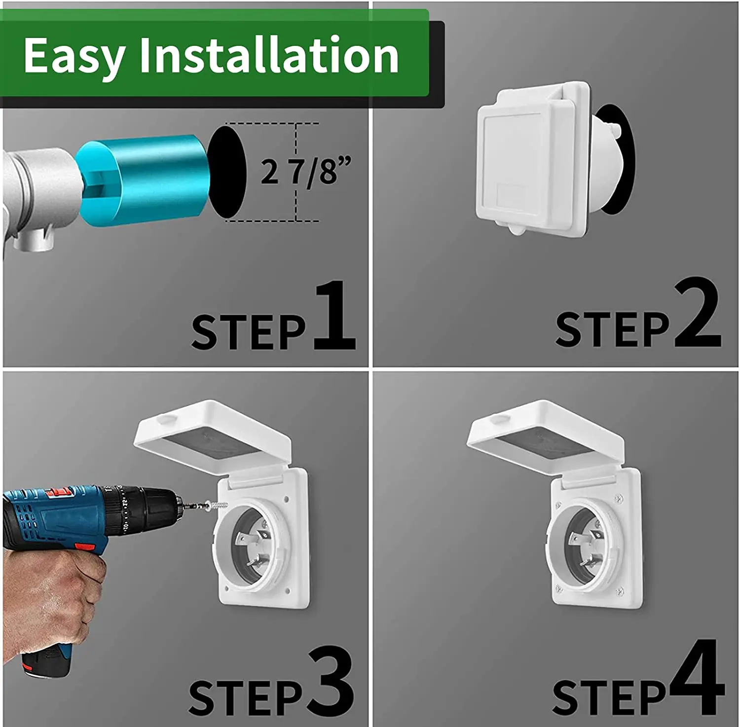 125V 30Amp RV Power Plug Twist Lock Inlet, RV Shore Power Inlet with 3 ...