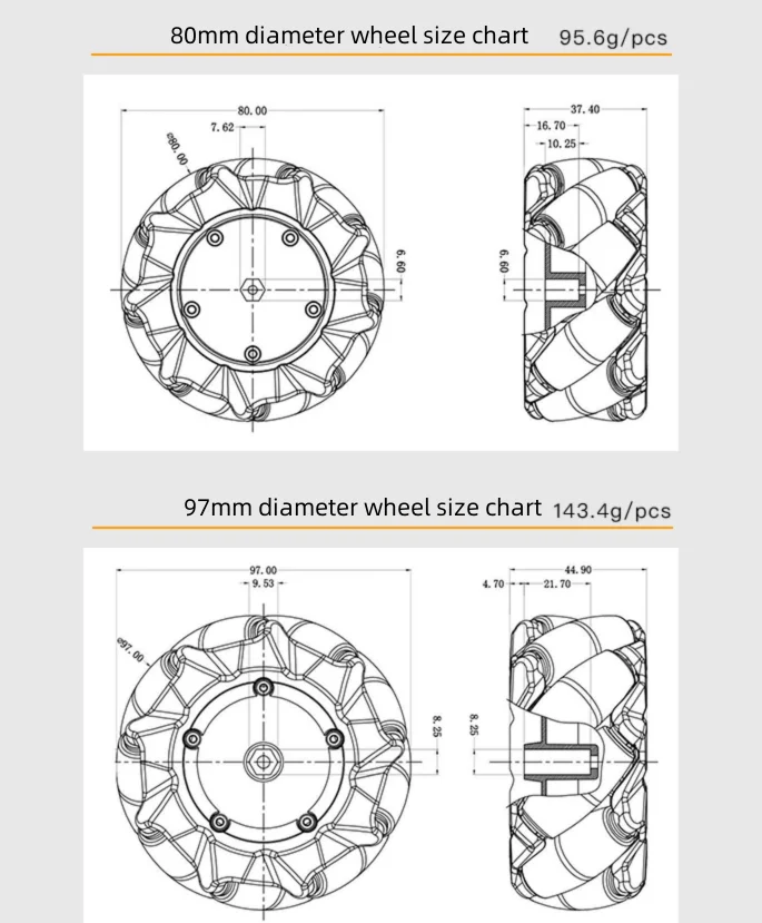 Mecanum Wheel 48mm X 25mm Smart Robot Car Omni-Directional Pack Of 4 ...