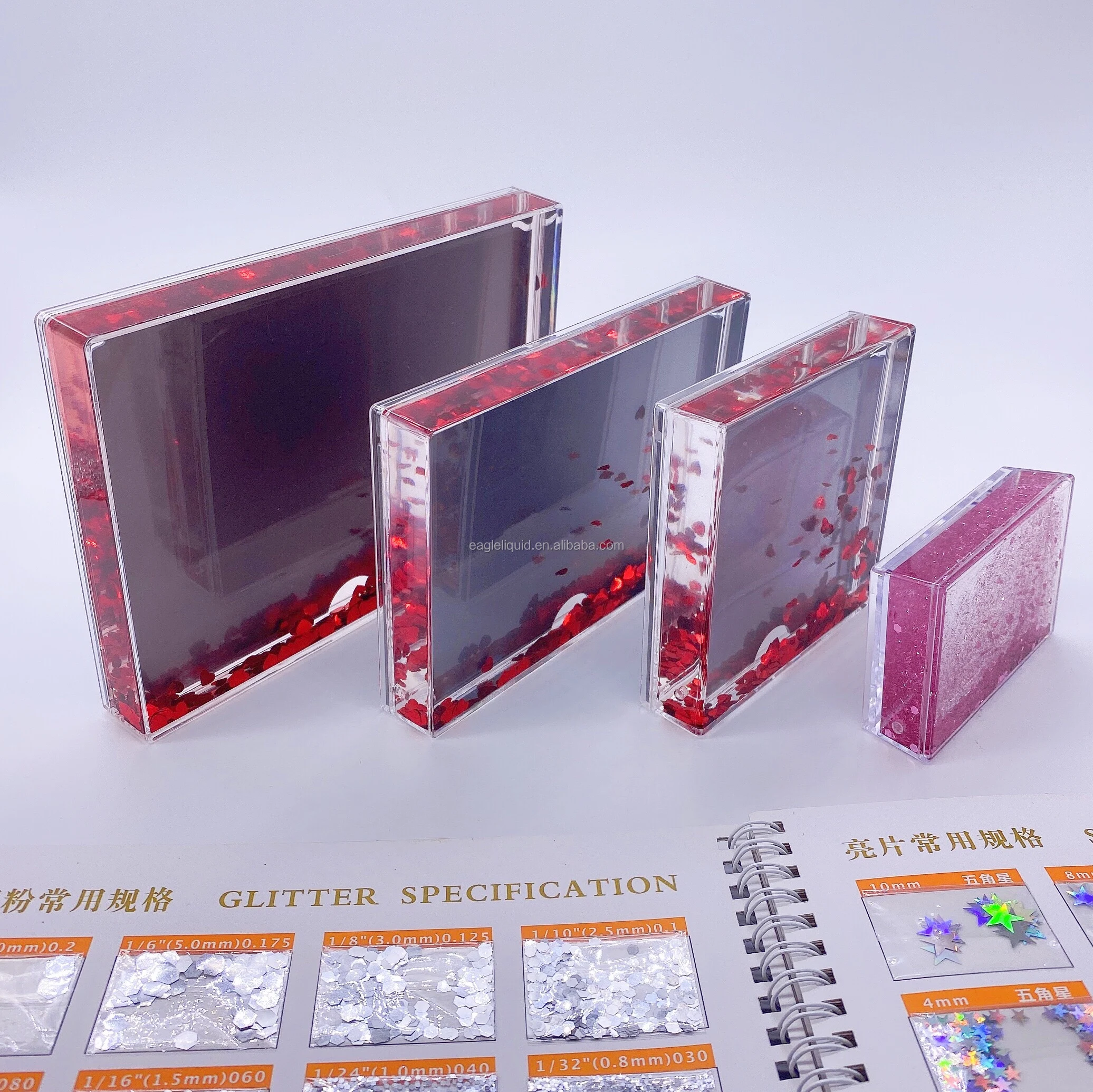 4x6 Instax Liquid Glitter Photo Frame Clear Crystal Acrylic Water ...
