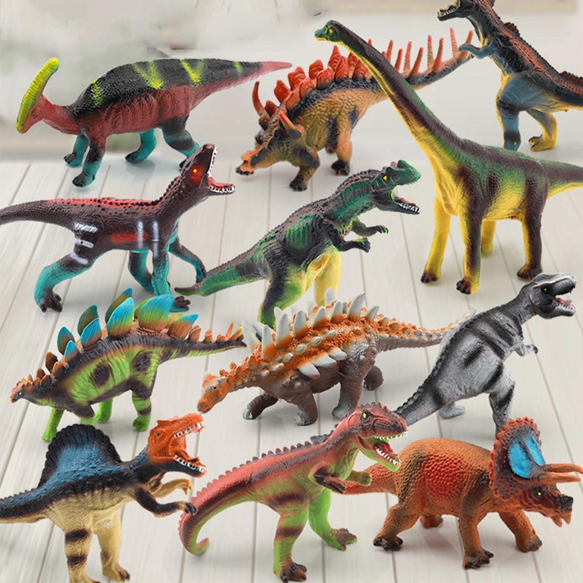 Cartoon Large Realistic Kids Dinosaurs Toys Soft Rubber Toy Dinosaur ...