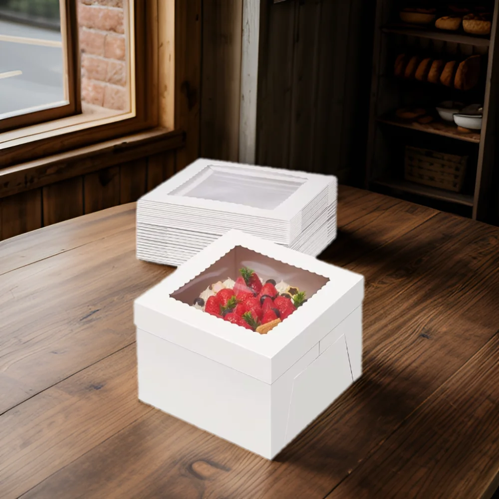 10x10x8 Inches Tall White Bakery Boxes Large Square Cardboard Cake Box ...