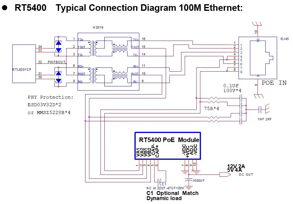 RT5400 POE Module 30W 5V/12V/24V for Ethernet Power, OEM | Wholesale