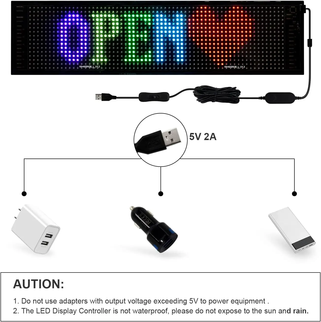 Scrolling Advertising Led Sign Usb 5v Led Car Sign Programmable Sign ...