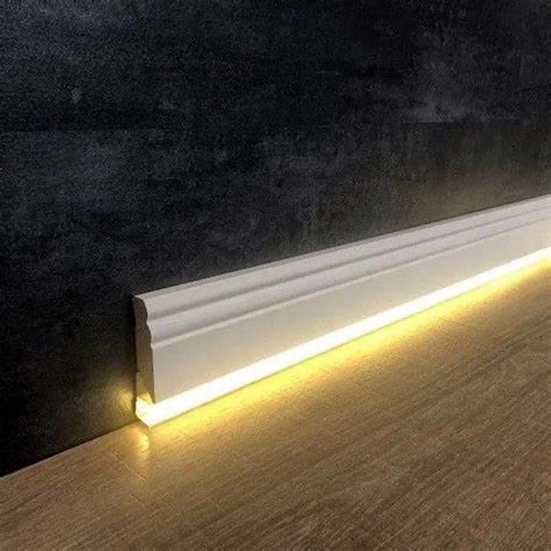 White Polysyrene Foam PVC Indirect LED Lighting Skirting Board