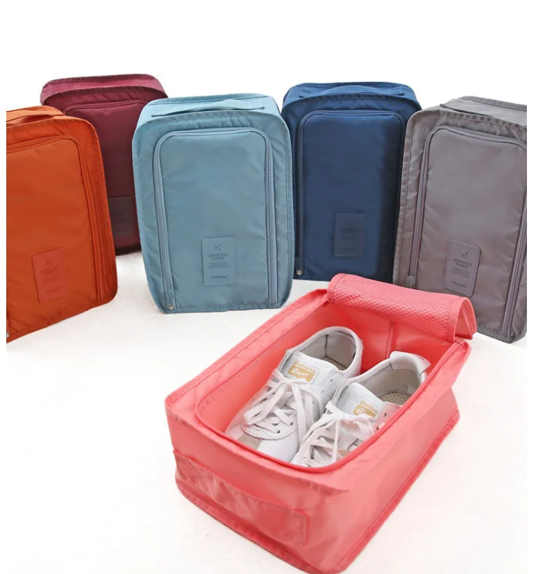 Portable Polyester Multiple Mesh Shoe Bag Zipper Closure Travel Tote ...