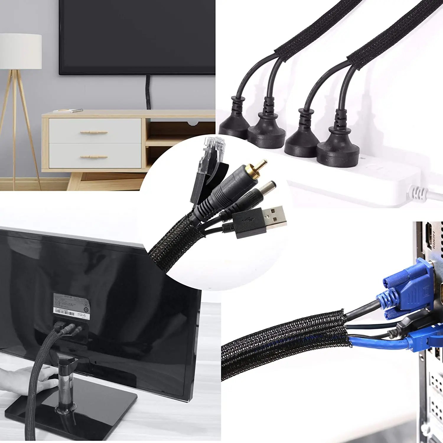 Self Closing Mesh Cable Wrap - Efficient Wire Management