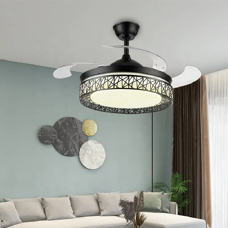 Modern Living Room With Light Remote Control Ceiling Fan Nordic Energy ...