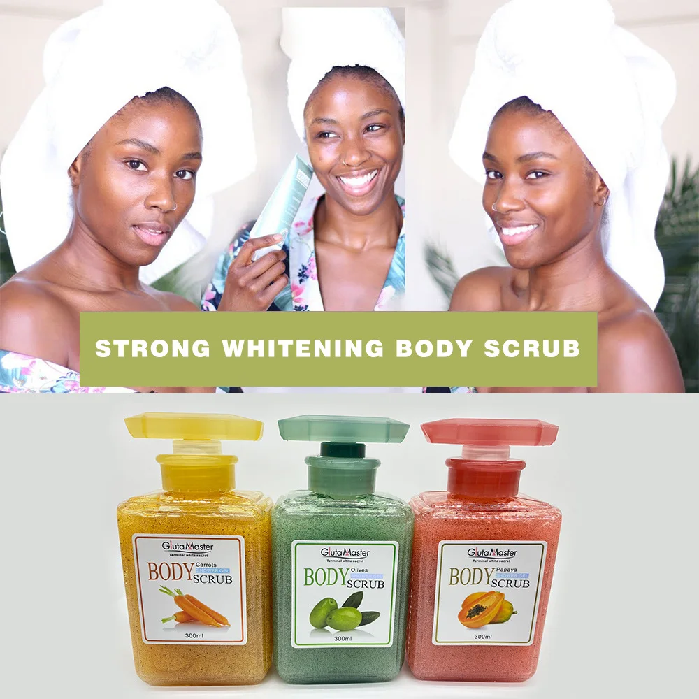 Strong Exfoliating Body Scrub Gel Whitening Lightening Shower Gel With Papaya Carrot Olives ...