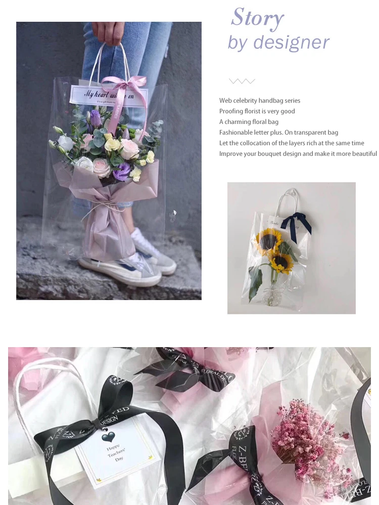 Creative Design Clear Portable Bouquet Flower Gift Packing Pvc Flower ...
