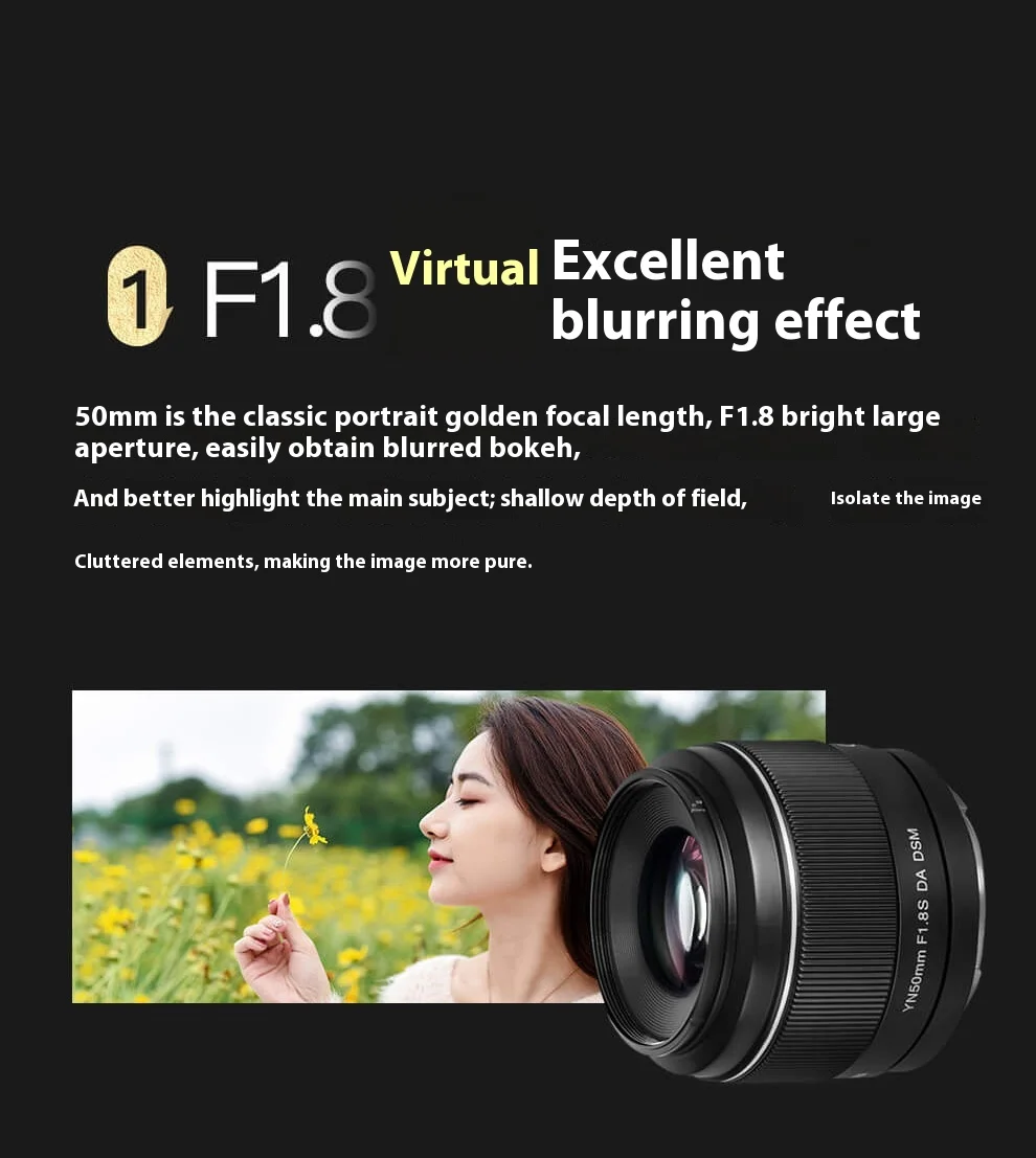 Yongnuo YN50mm F1.8S DA DSM Auto Focus (AF/MF) Camera Lens 50mm Frame ...