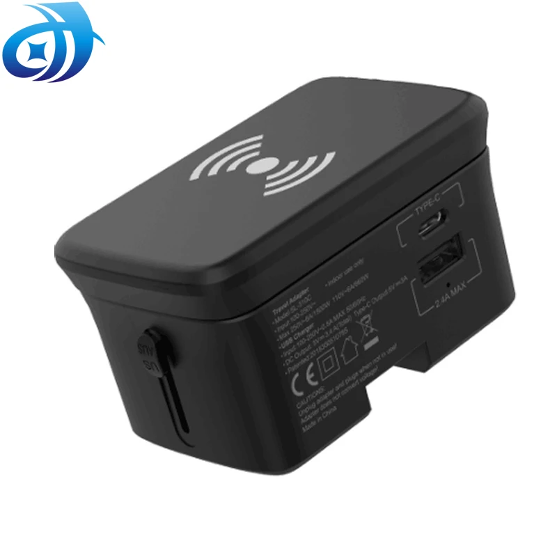 Universal Travel Adapter with 5000mah Portable Powerbank and 10W Qi ...