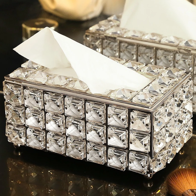 Luxury Crystal Tissue Cover Box Restaurant Home Decorative Paper Mache ...