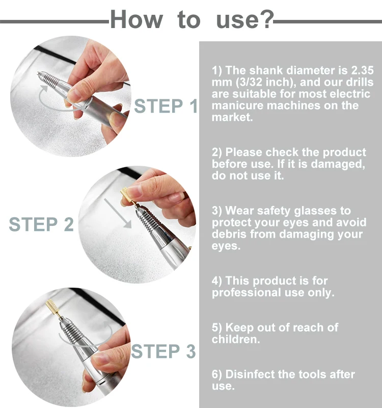 Nail Polish Rotary Tapper Manicure Cone Shape Volcano 5 In 1 Carbide ...