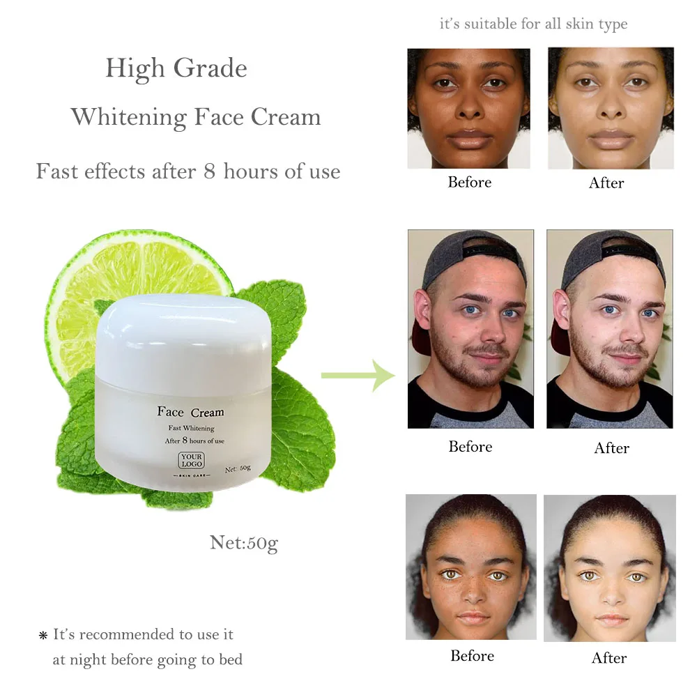 8 Hours Quick Effect Whitening Face Cream Organic Strong Whitening ...