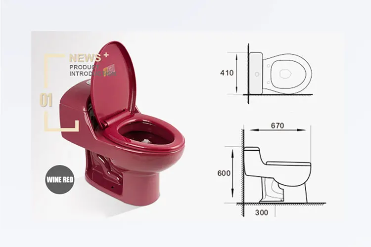 Red Green Black Ivory Blue White Colored Porcelain Toilets