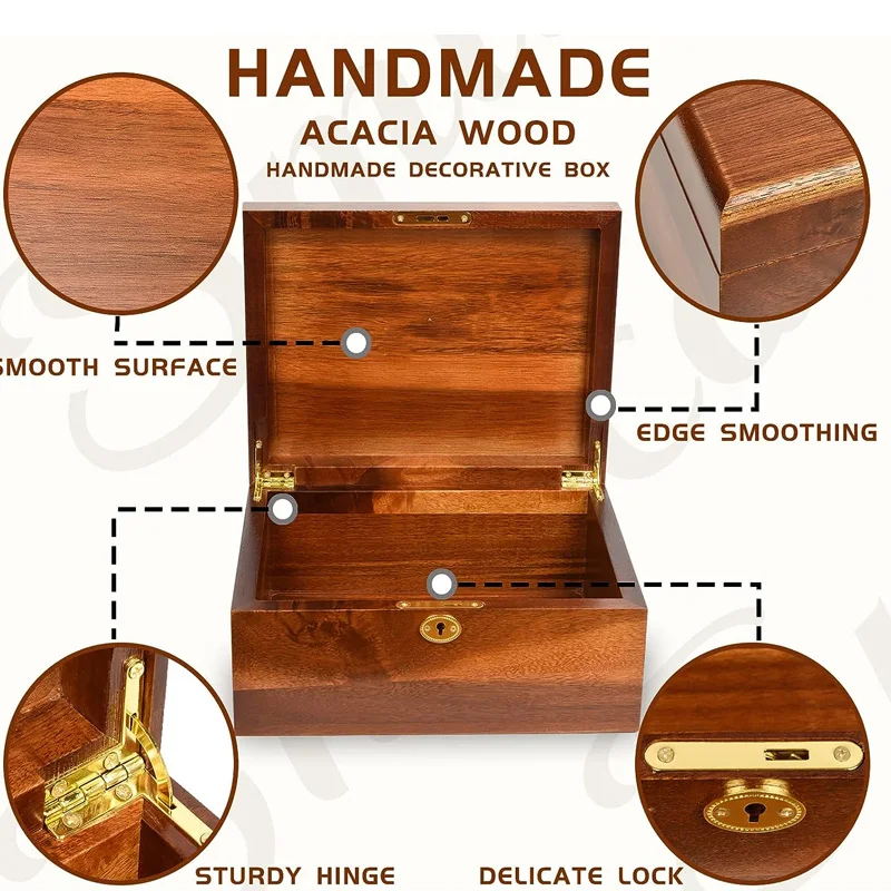 Acacia Wood Decorative Storage Boxes - Durable & Stylish