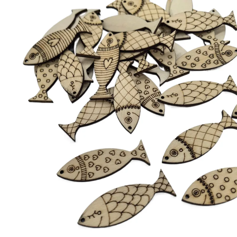 Cute Fish Shaped Wooden Chips Handmade DIY Small Fish Scrapbook ...