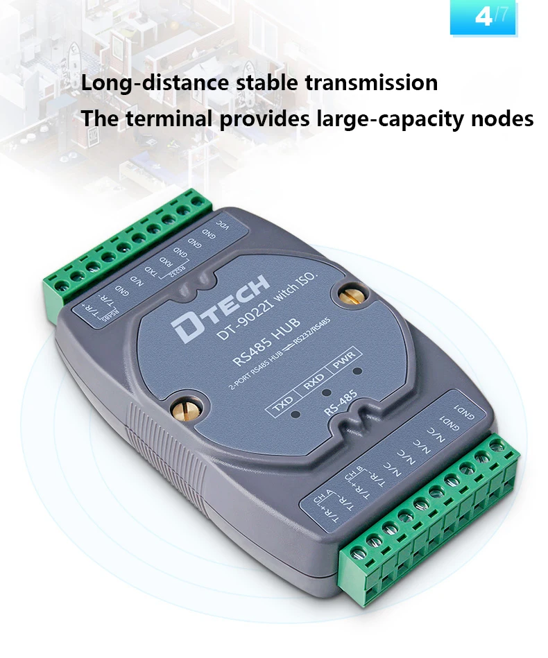 DTECH RS485 RS232/RS485 to 2 Port RS485 Hub - Reliable Communication