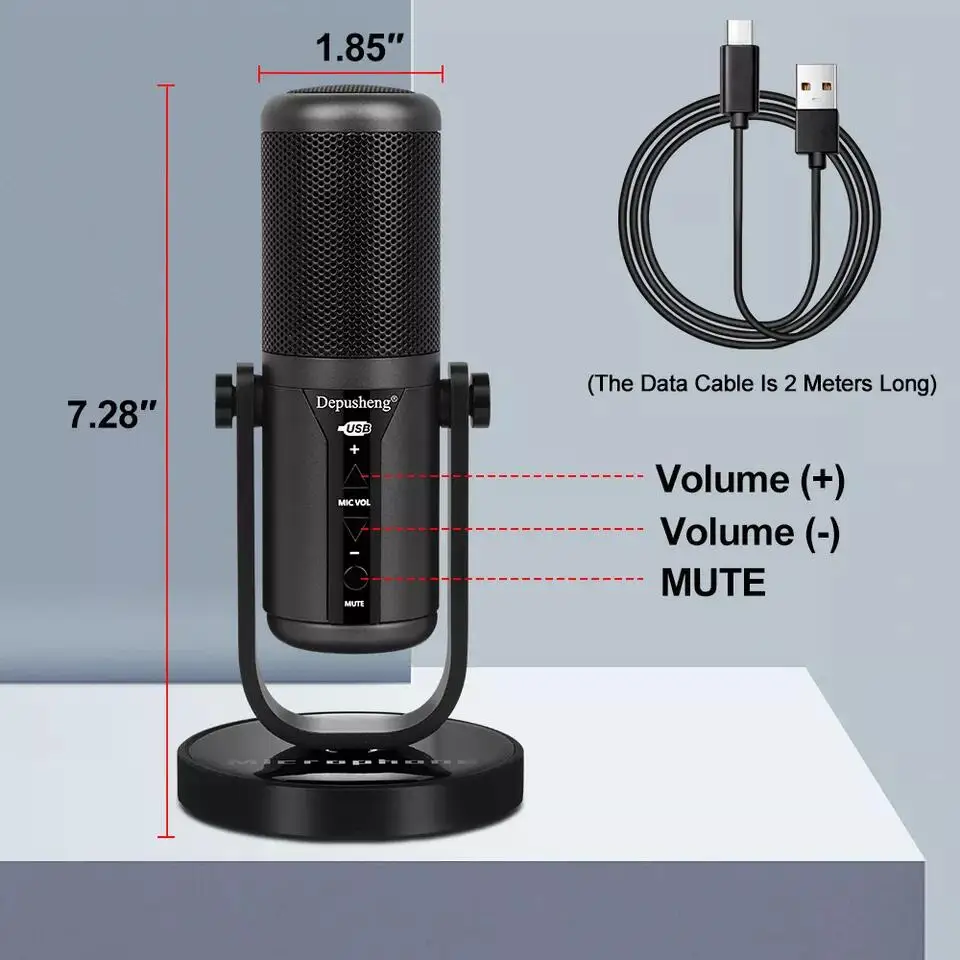 Depusheng K12 USB Desktop Condenser Microphone for Gaming
