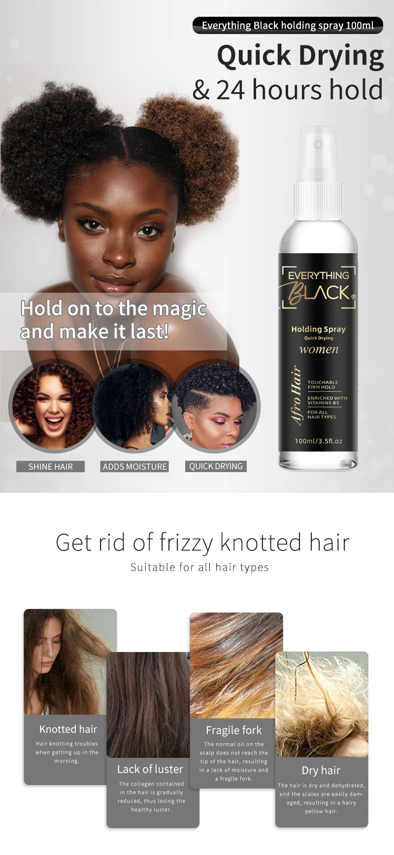 Private Label Hair Holding Spray Flexible Hold Shiny Hair Spray Natural ...