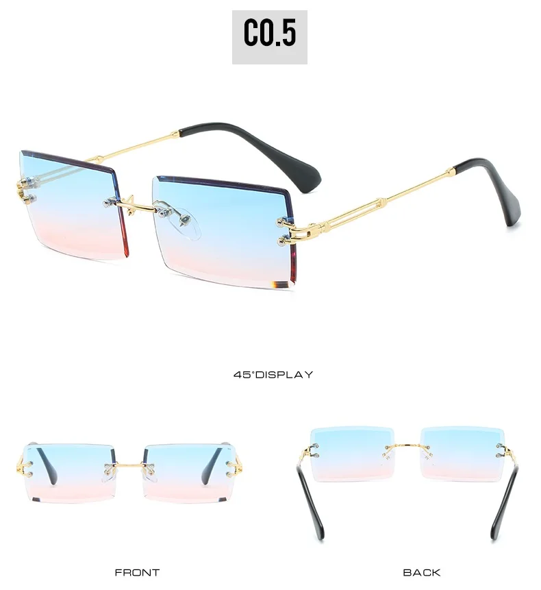 2019 Trending Rectangle Sunglasses Women Small Rimless Shades Brand ...