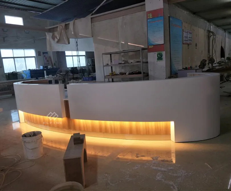 Elegant Hospital Reception Desk - Curved Modern Marble