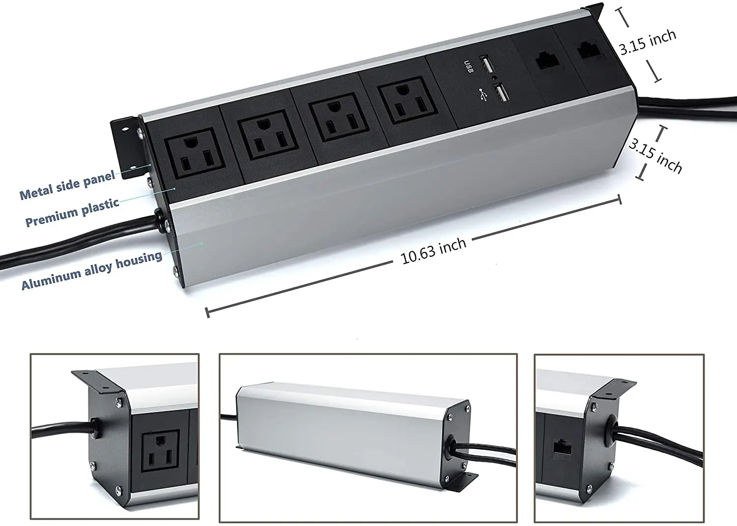 Conference Table Hang On Desk Edge Power And Data Socket With Usb ...