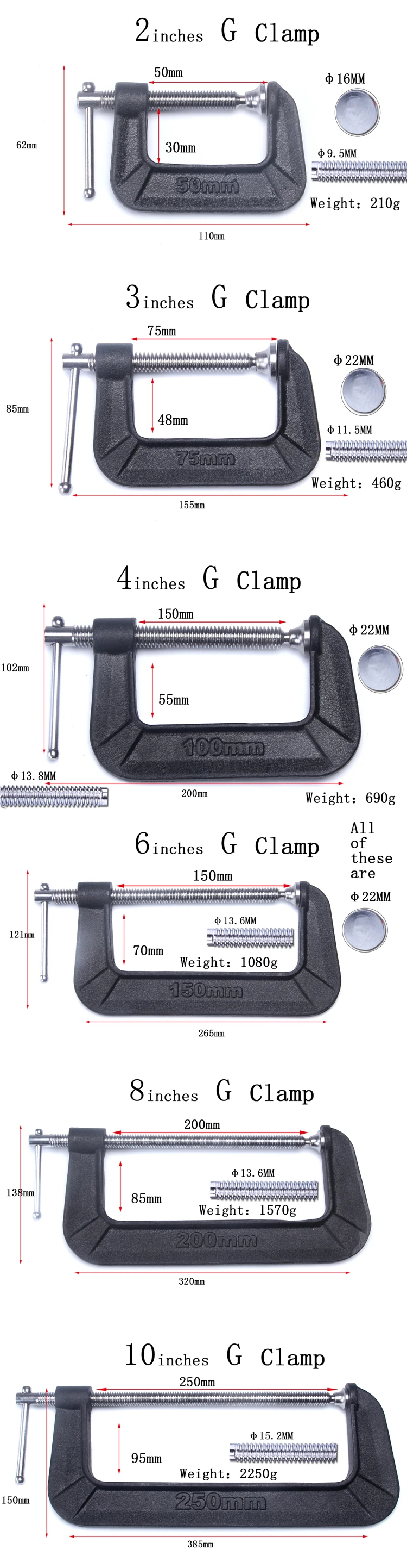 Heavy Duty 10 Inches C Clamp G Clamp For Woodworking And Otherthings ...