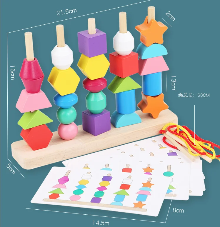 PT Custom Montessori Toys - Bead Sequencing Set for Toddlers