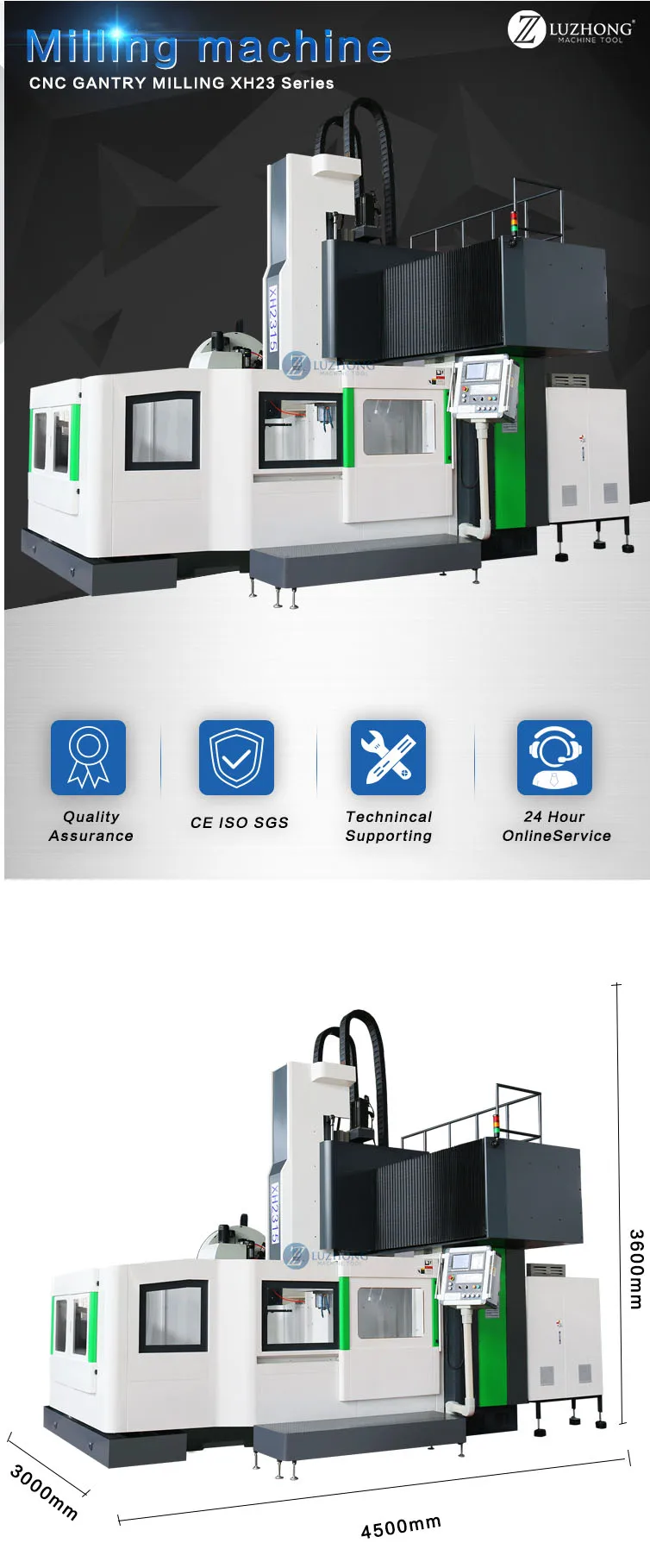 Precision Fanuc Cnc 5 Axis Milling Machine Xk(h)2308 Gantry Type Cnc ...