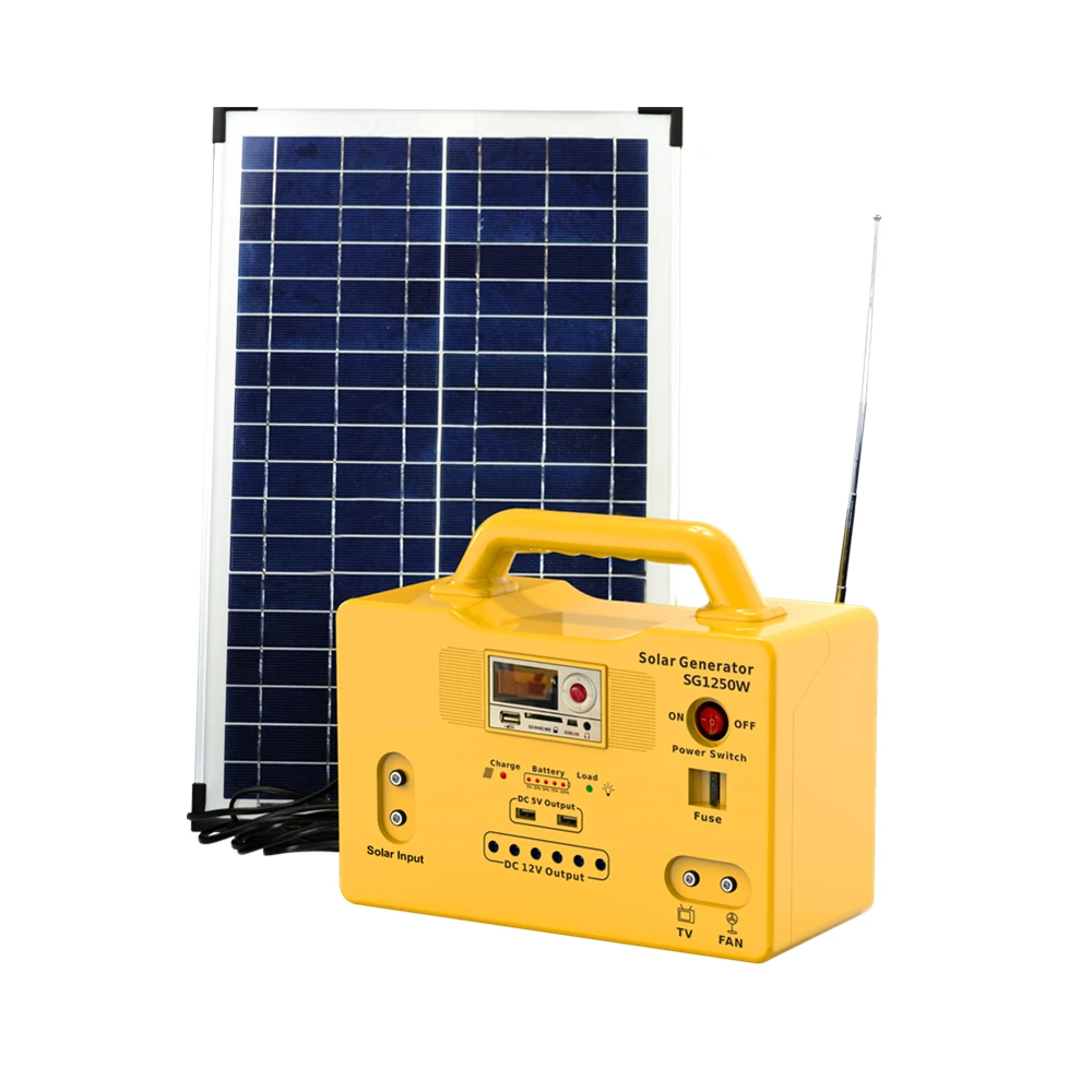 Yellow 50w Solar Generator Power System Dc 12v Solar Lighting System ...