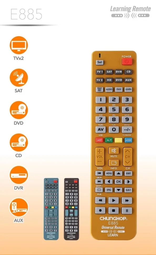 Chunghop E885 - Universal TV Remote Control with Learning Function