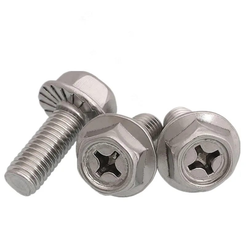 M6m8 Cross Flange Outer Hexagon Screw With Tooth Belt Medium 304 ...