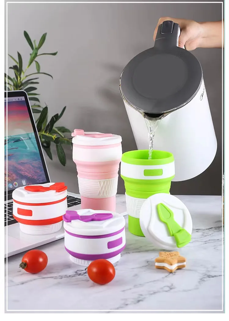 Custom Portable Silicone Folding Coffee Cup Multi-function Telescopic ...