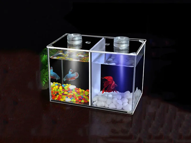 Transparent Customizable Townhouse Acrylic Fish Tank With Partition ...