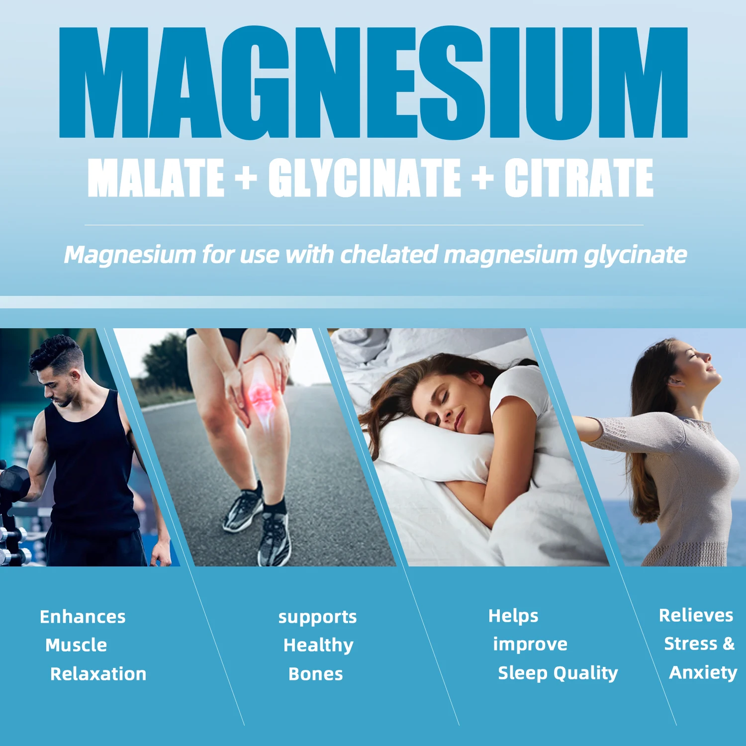 Magenesium Glycinate Supplement - Triple Complex Magnesium Capsules