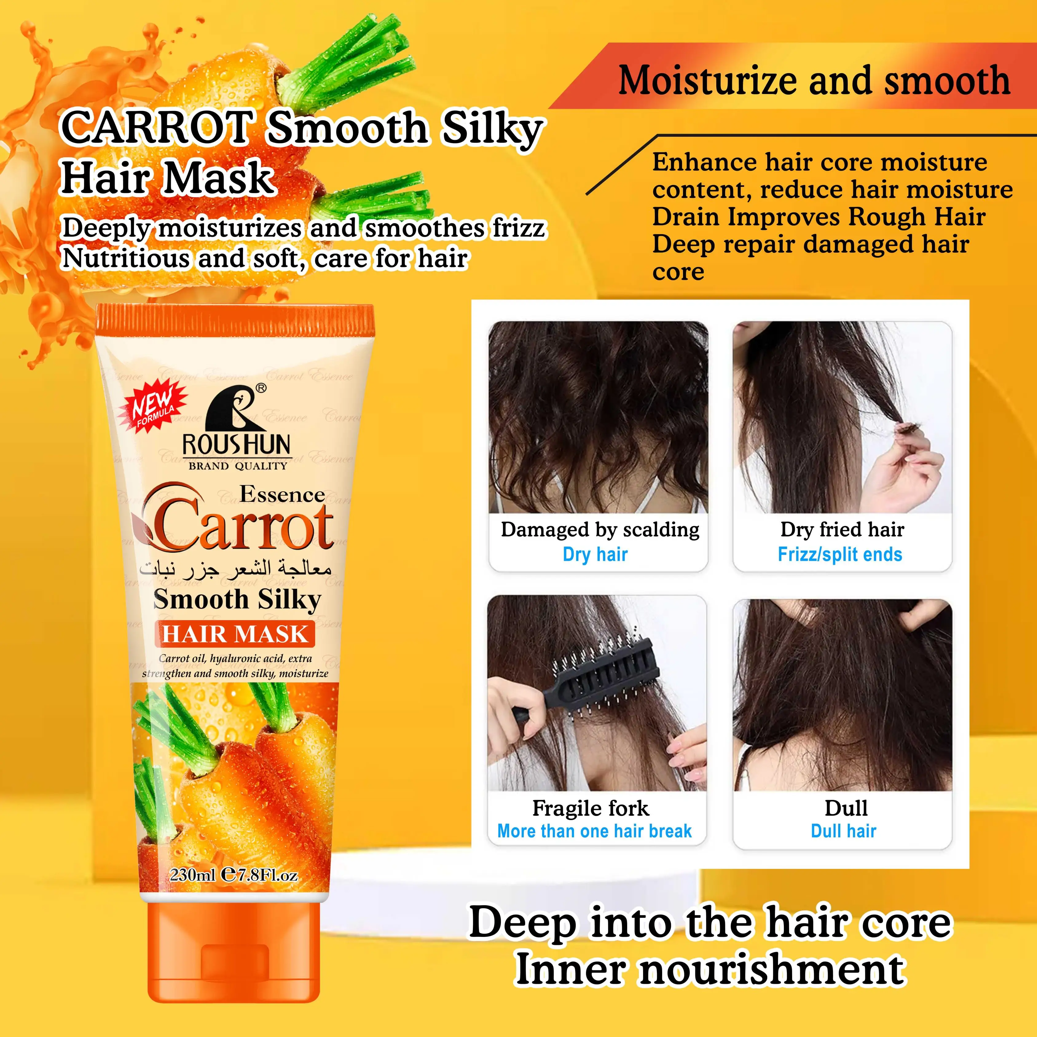 Roushun Carrot Anti-Dandruff Shampoo & Conditioner 2in1