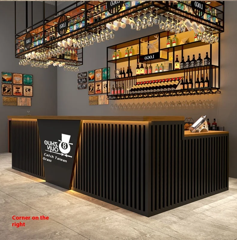 Retro Industrial Style Metal Reception Counter for Mall Cashier ...