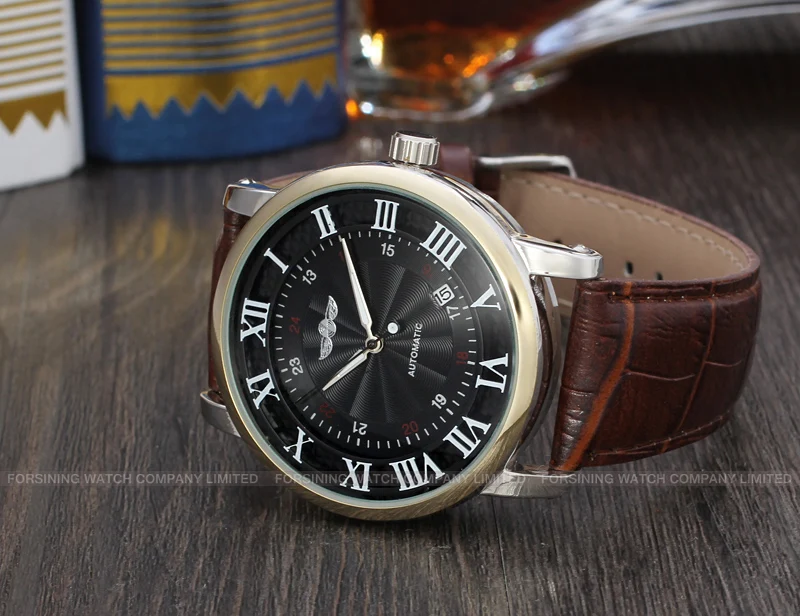 Winner 8051 Classic Black Male Mechanism Watch Latest Pu Leather Strap ...