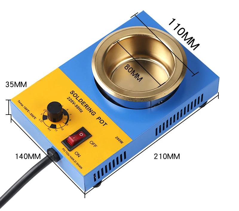 280w Lead Free Tin Melting Pot Solder Titanium Pot With 100~550 ...